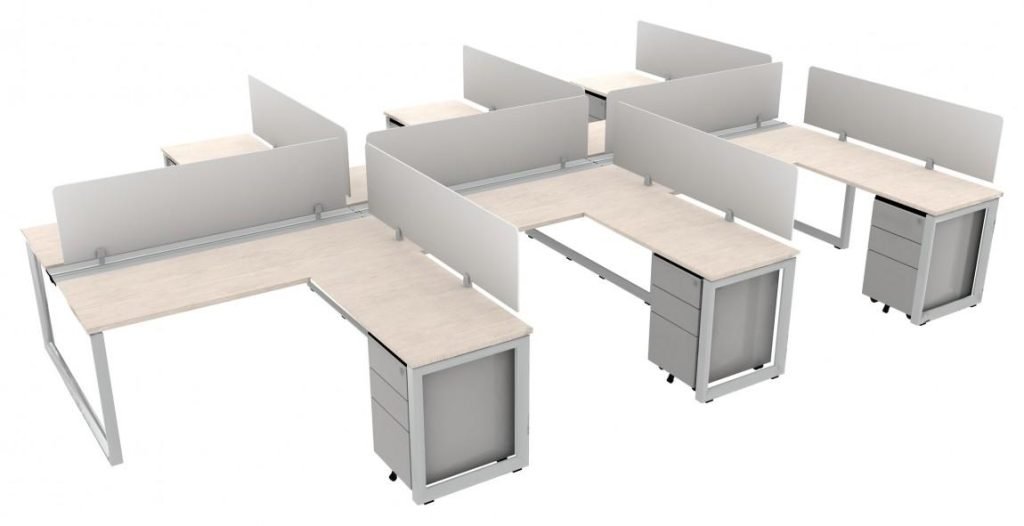 6 Person Workstation with Privacy Panels - OC Office Furniture